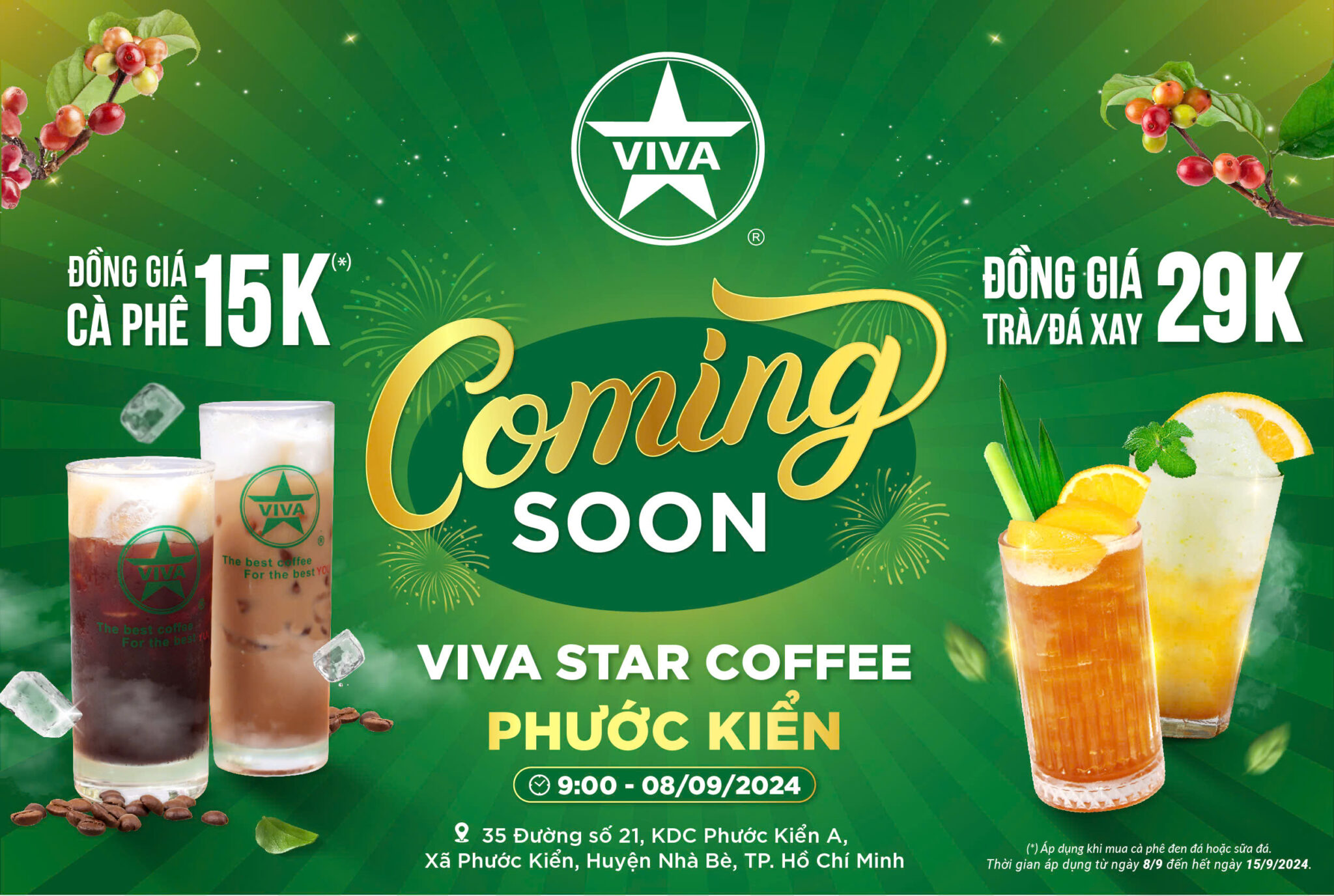 TƯNG BỪNG ƯU ĐÃI QUÁN MỚI: VIVA STAR COFFEE PHƯỚC KIỂN – Viva Group